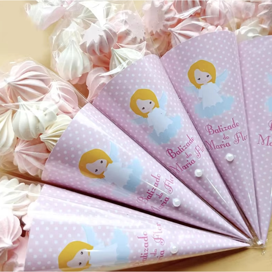 Cone Cellophane Bags 50pcs Transparent Plastic Popcorn Candy Bags Party ...