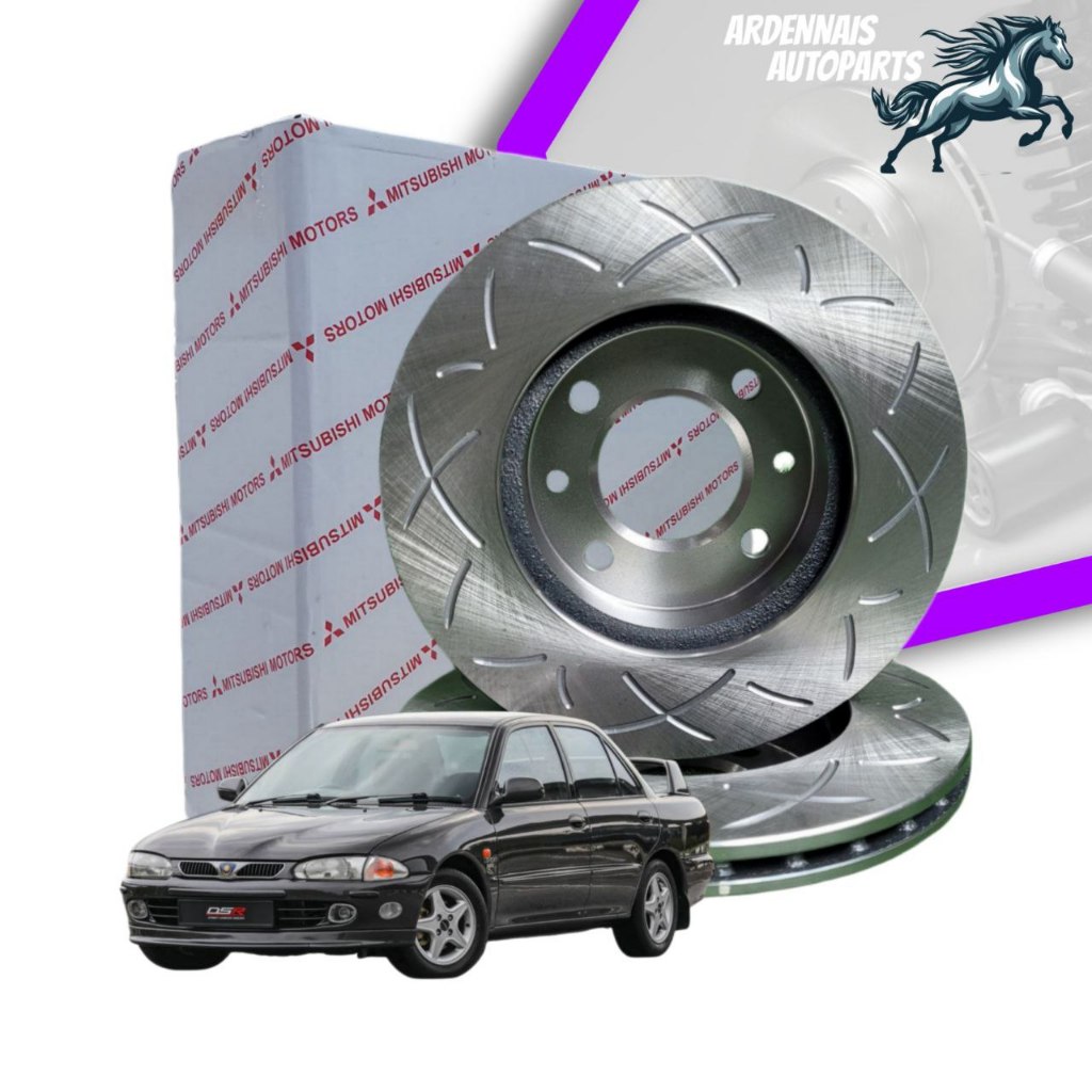 MITSUBISHI DISC ROTOR SLOTTED & DRILLED & BRAKE PAD (FRONT) FOR PROTON ...