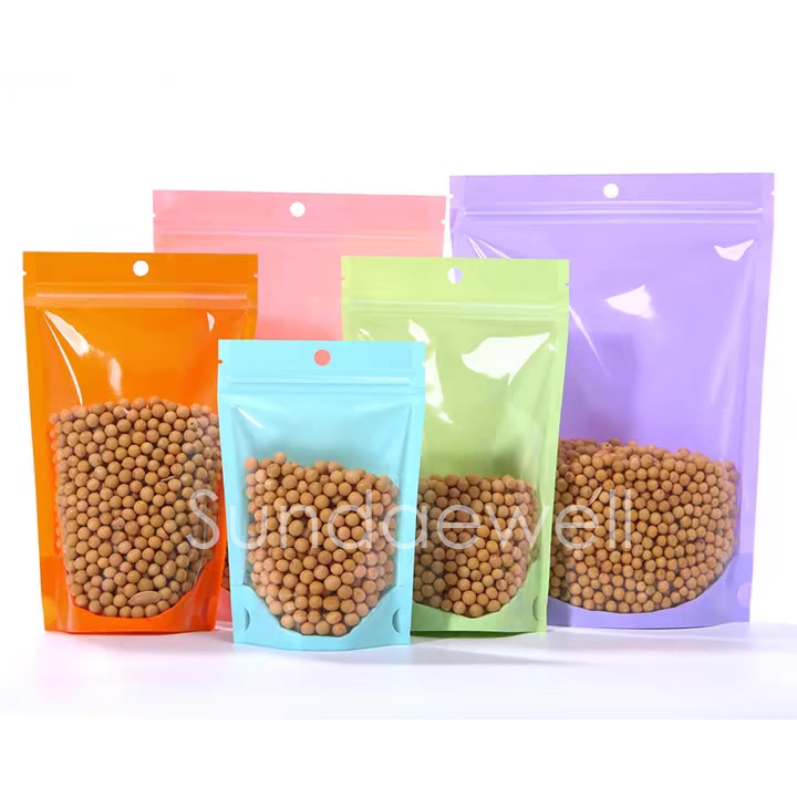Stand Up Color Clear Front Food Pouch Zip-lock Packaging Bag Bulk Air ...