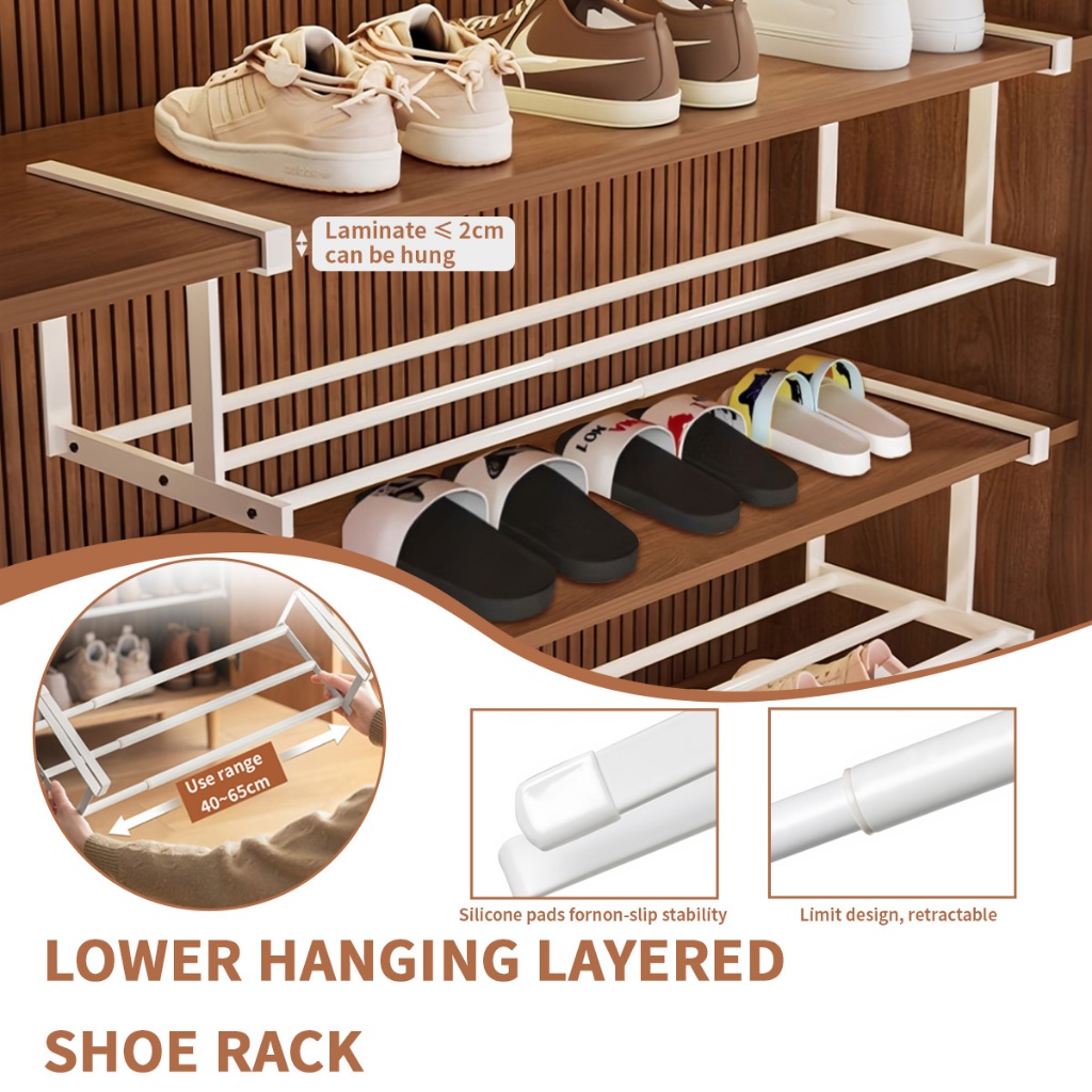 Household Retractable Shoe Rack Tiered Partition Kitchen Closet ...