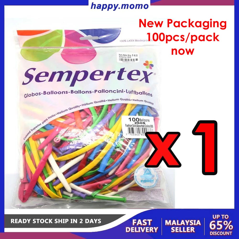 (100pcs) Balloon 260 Belon Panjang Badut Premium Quality Sempertex ...