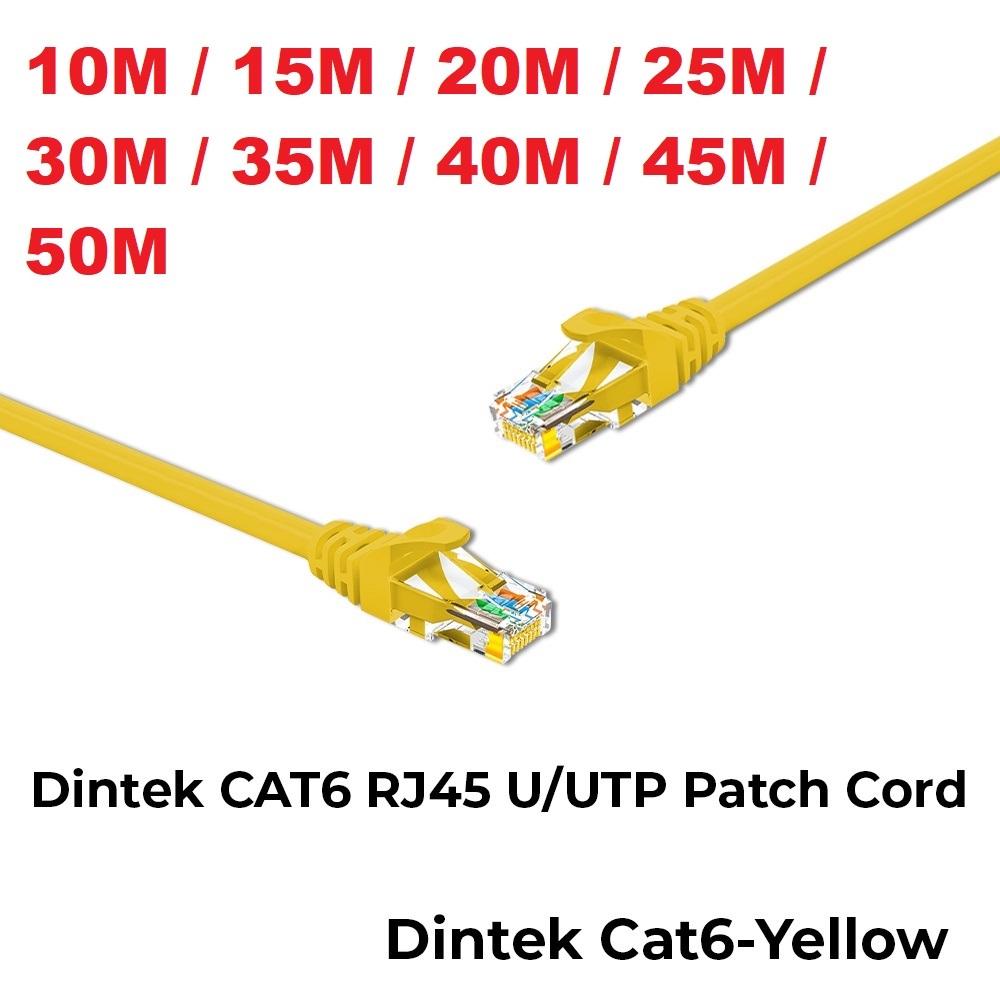 10m - 50m CTO Dintek Cat6 AWG23 Patch Cord ( Yellow ) - Dintek Cat6 LAN ...