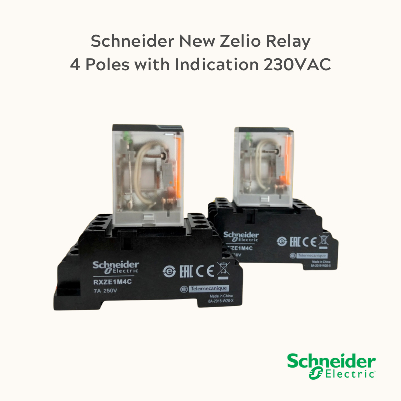 Schneider New Zelio Relay 5A 4 Poles with Indication 230VAC | Shopee ...