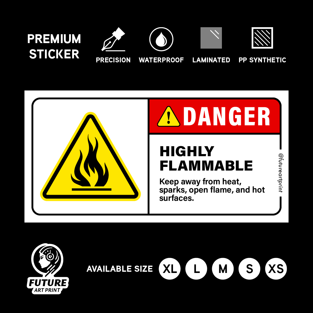 Highly Flammable. Safety Sticker. Warning Caution Danger Sign Label ...