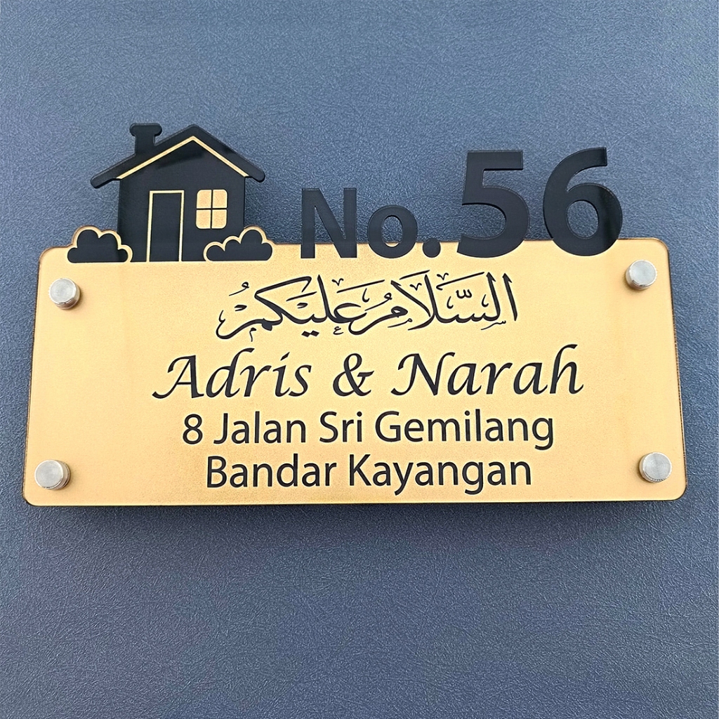 Modern Sign Signage House Number Plate Acrylic / Papan Tanda Alamat ...