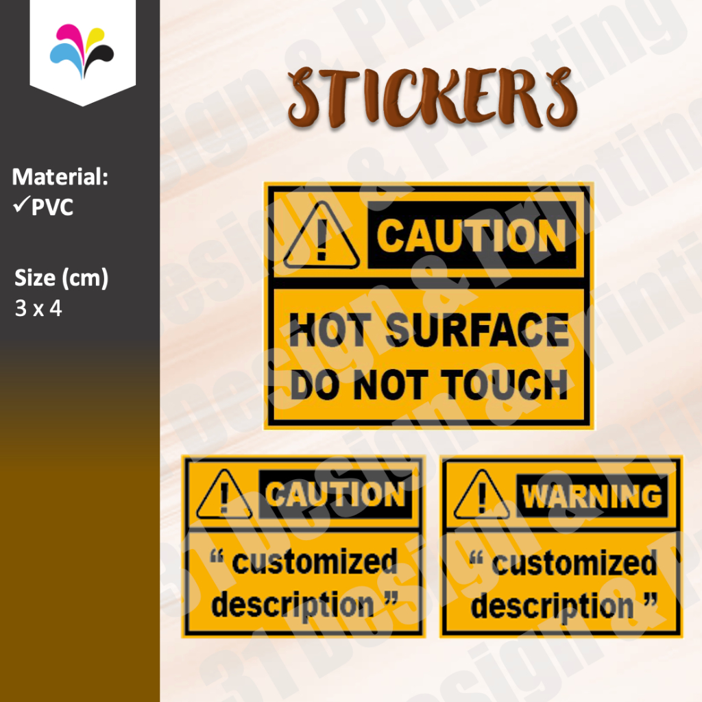 Caution Hot surface Do not touch sticker customize description stickers ...