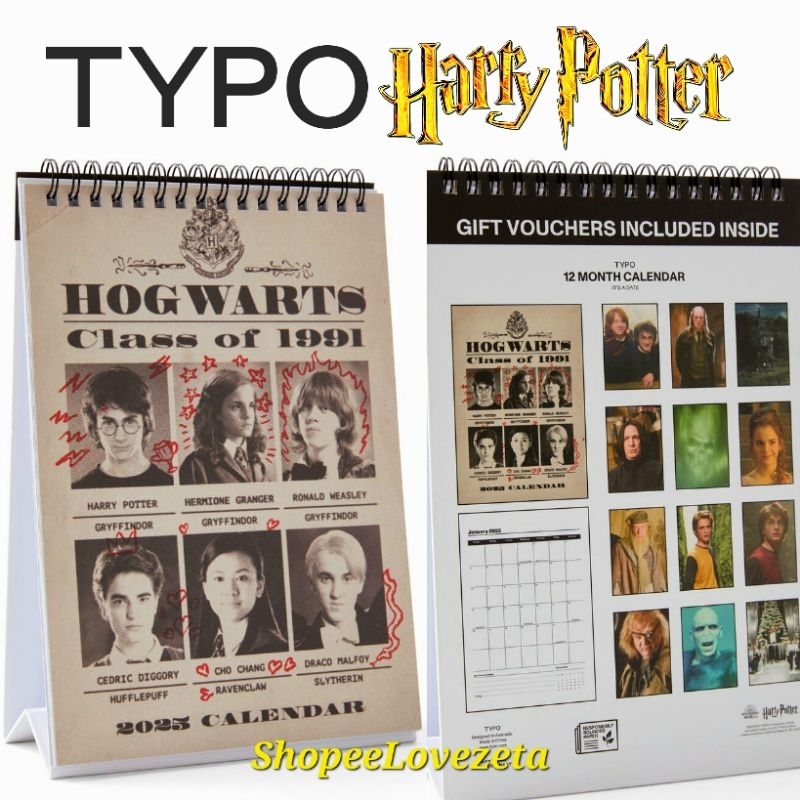 TYPO x HARRY POTTER HOGWARTS CLASS OF 1991 ~ 2025 CALENDAR HELLO KITTY ...