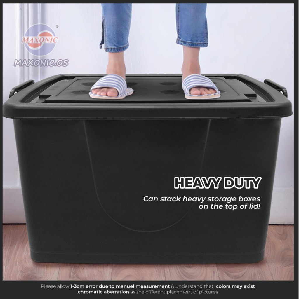 MAXONIC 155L/110L/75L/55L BLACK PLASTIC STORAGE BOX | KOTAK SIMPANAN ...