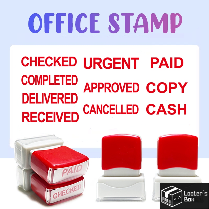 Office Pre-ink Stamp Chop Cop Red Ink (Checked / Cancelled / Approved ...