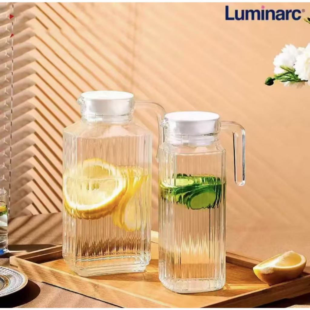 Luminarc Quadro Drinking Glass Serving Jug With Lid / Hot & Cold & Warm ...
