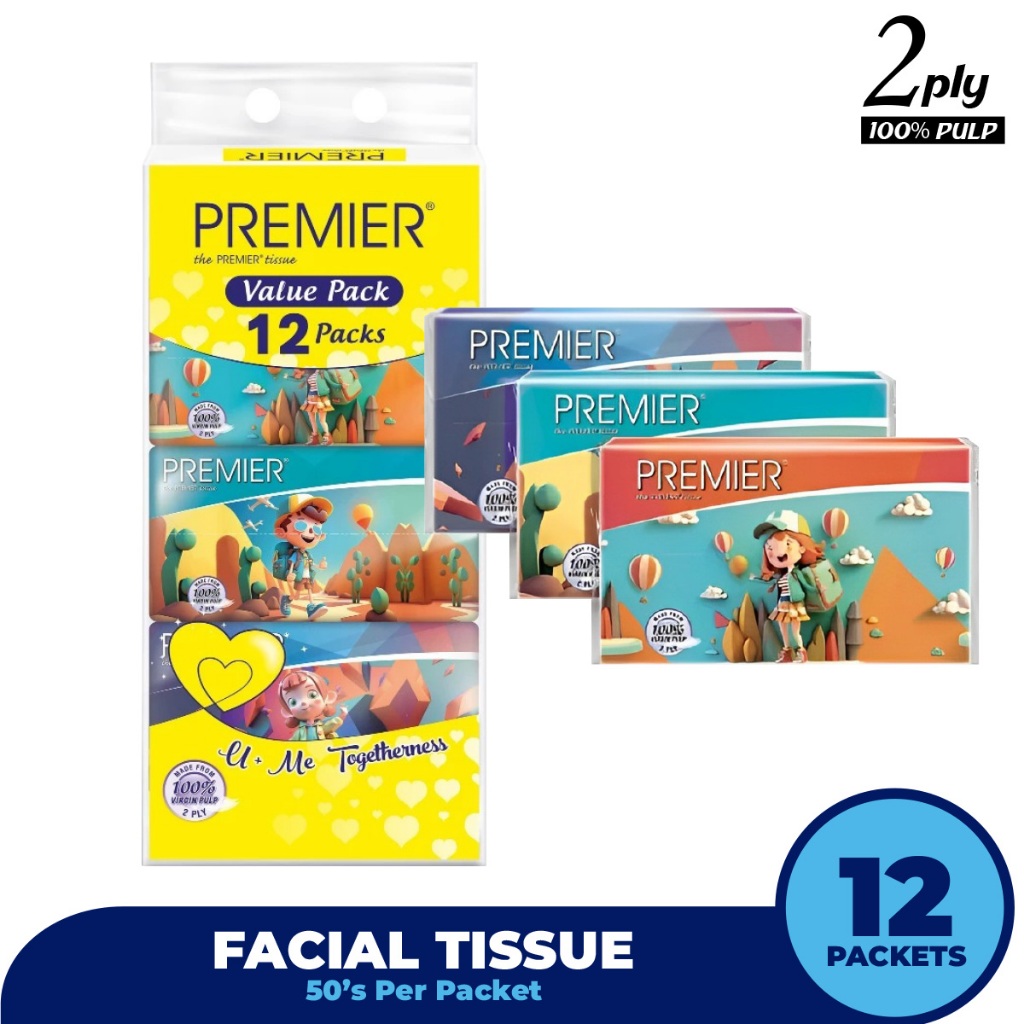 SKM Premier Soft Pack Tissue Vintage 2PLY (50's x 12 Packets) L279 ...
