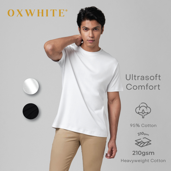 Oxwhite Men Premium Cotton Crew Neck Round Tee (Basic Colours) | Shopee Singapore