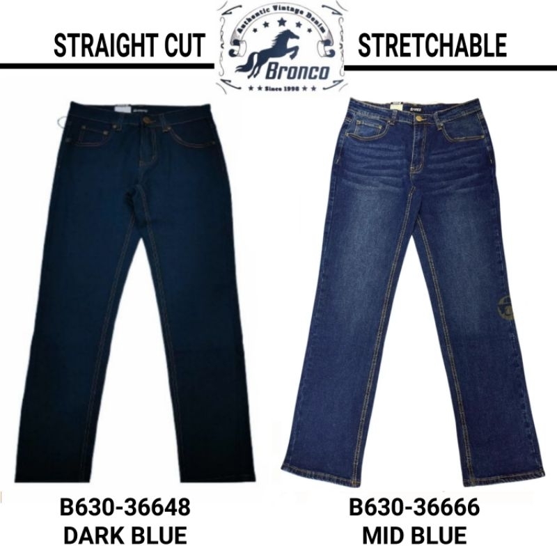 BRONCO JEANS Straight Cut (Comfort Straight) Jeans Stretchable Casual Wear B630-36648 / B630 ...
