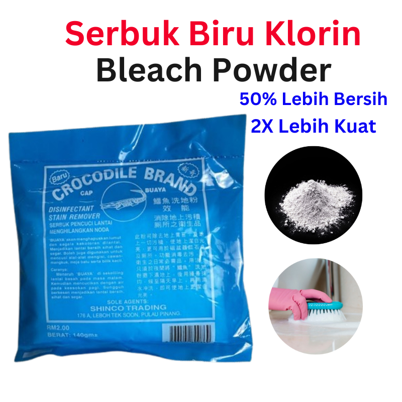 Serbuk Biru Klorin Cuci Lantai Mozek Simen +-140g/Toilet Bathroom Floor ...
