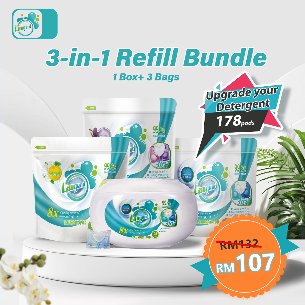 【3-in-1 Refill Bundle】178 pod for 8 months laundry, a pack of 4 pieces ...
