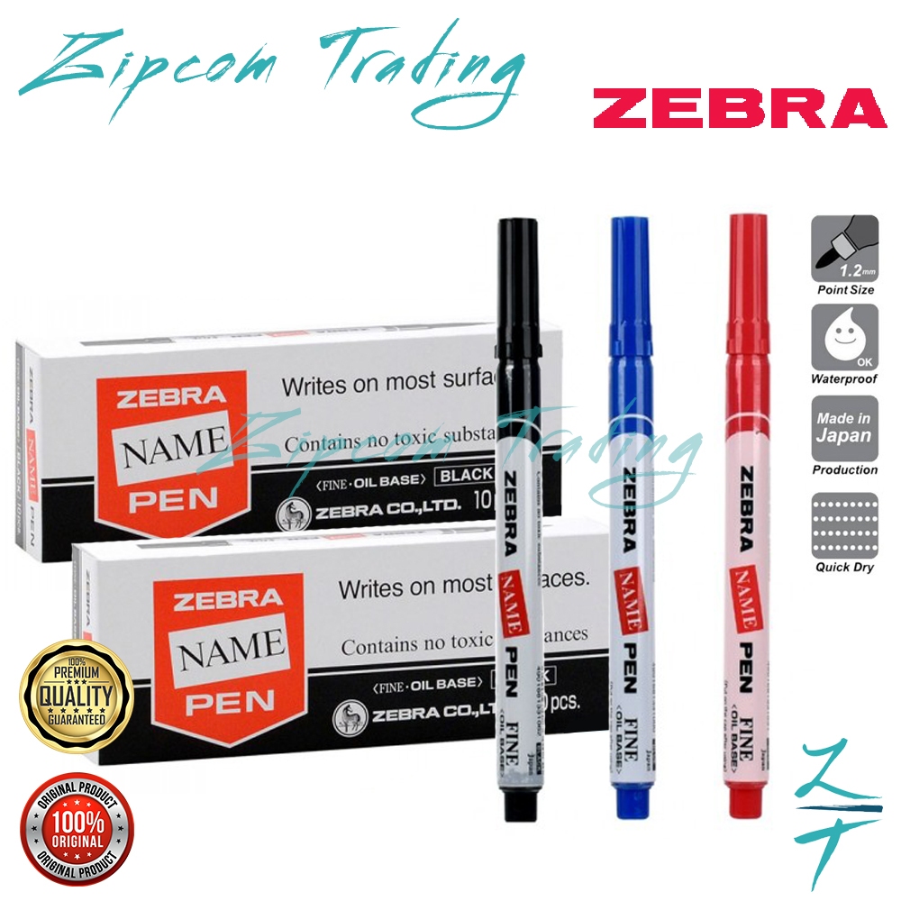 Zebra Name Pen Oil Base Permanent Marker ( 1.2-1.5mm ) | Shopee Singapore