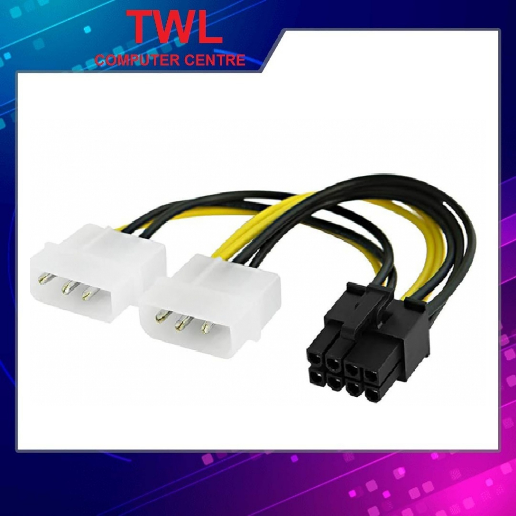2x4 pin molex to 8 pin PCI-E Power Adapter Cable (1Y WARRANTY) | Shopee ...