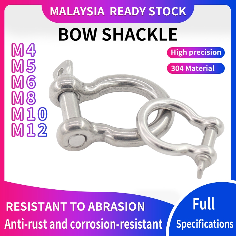 Bow Shackle M4 M5 M6 M8 M10 M12 Stainless Steel 304 U shaped Shackle Hook Screw Pin | Shopee ...