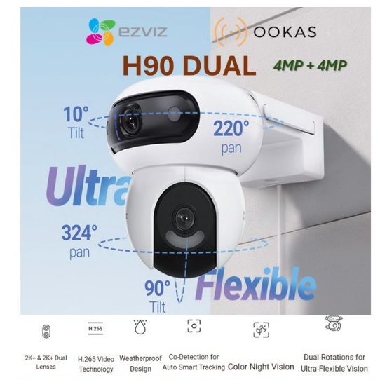 Ezviz H90 Dual Lens 4MP+ 4MPDual Rotation Pan/Tilt Two Way Talk Color ...