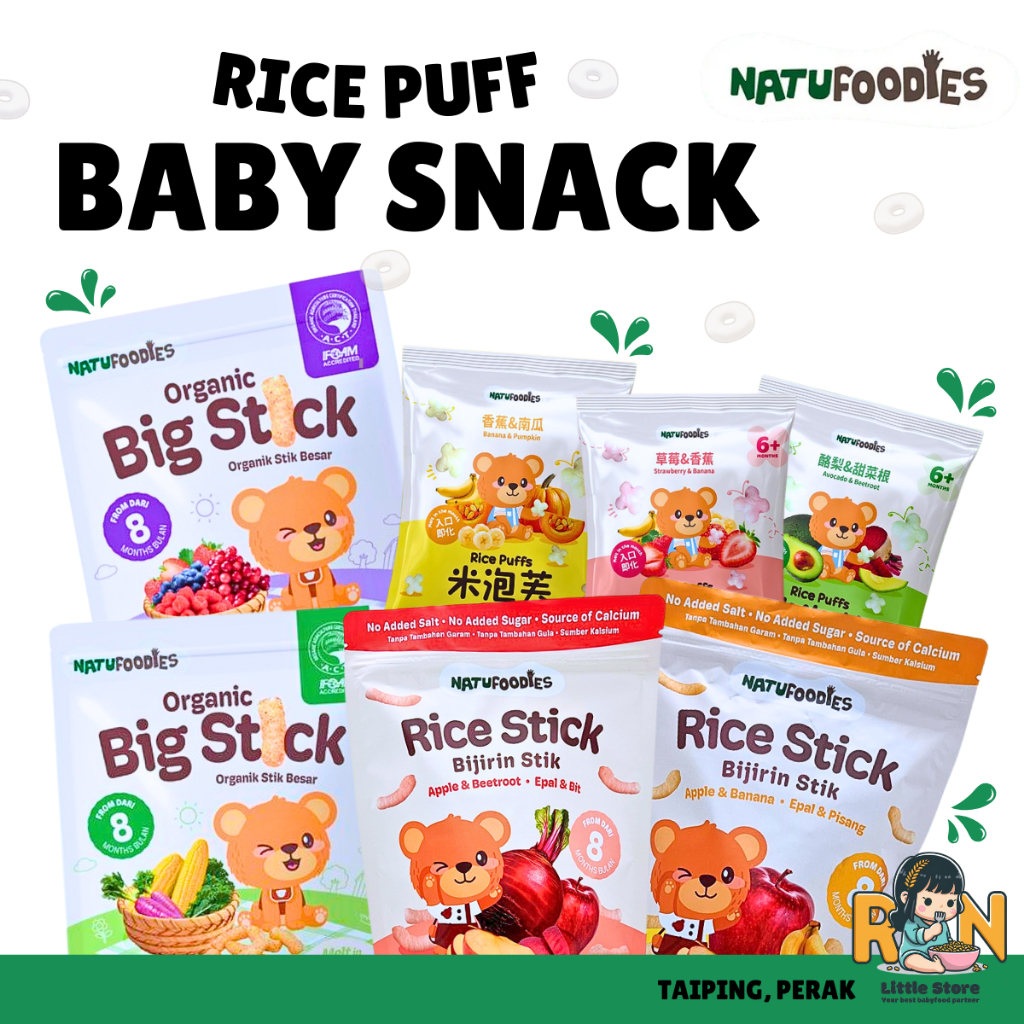 NATUFOODIES Organic Rice Puff For Baby/Baby Snack/ Makanan Baby 6 7 8 9 ...