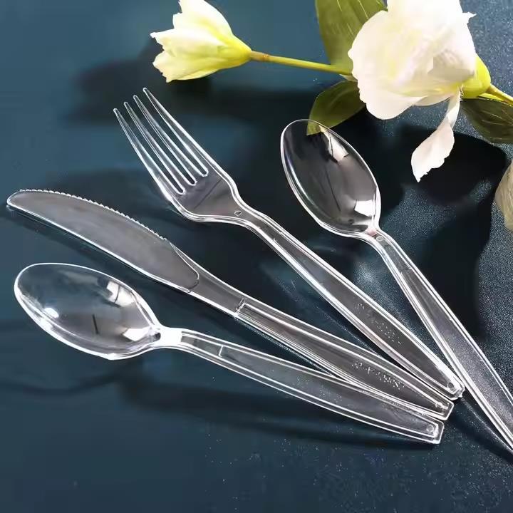 Disposable Biodegradable PP Plastic Cutlery/7" Transparent Fork & Spoon ...