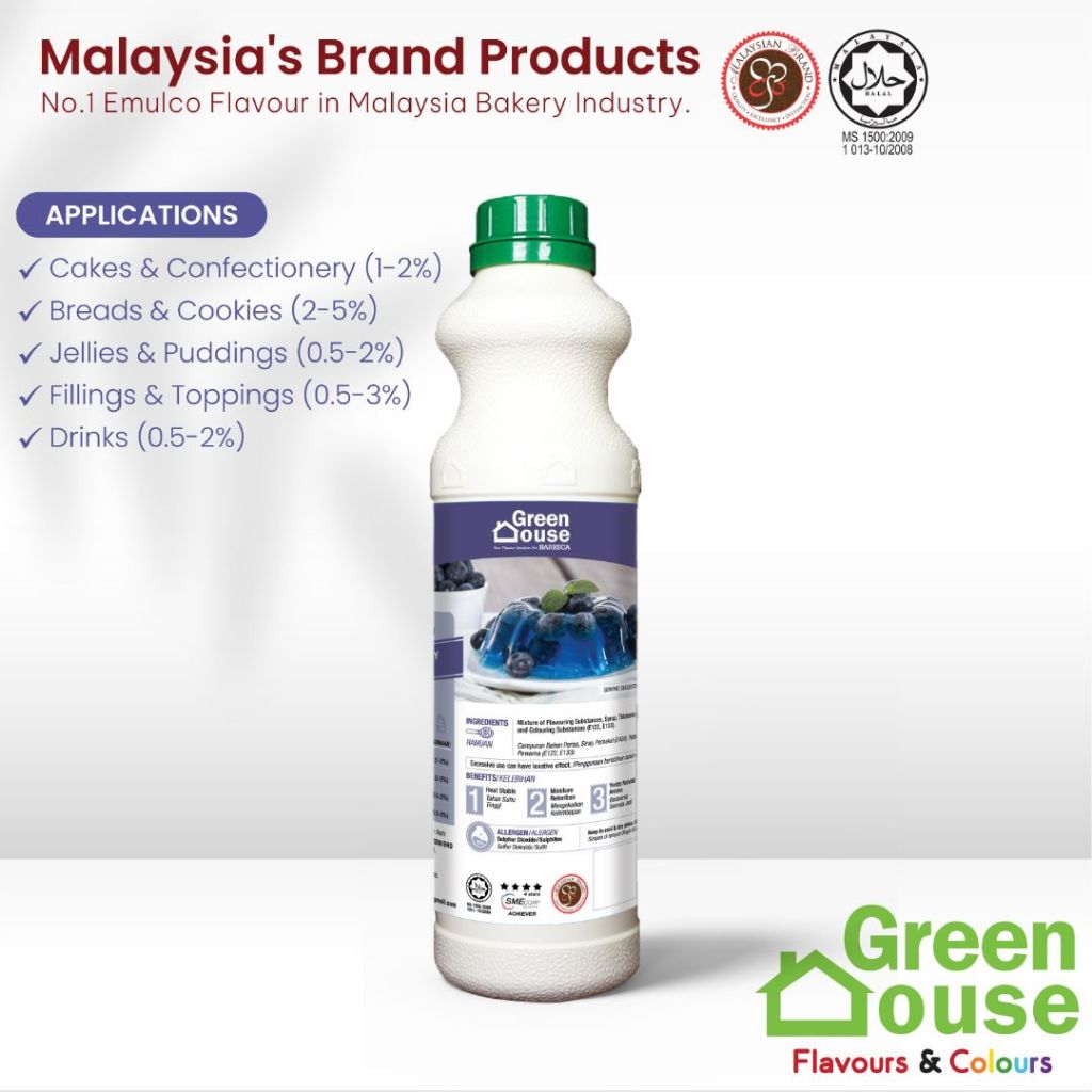 [HALAL] Perisa Pewarna Makanan Blueberry Emulco Flavour Green House ...