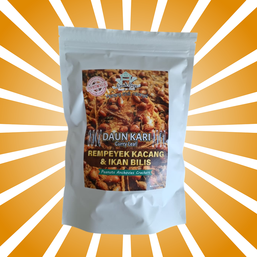 Rempeyek Kacang Tanah Ikan Bilis Daun Kari Ziplock (Peanut Anchovies ...
