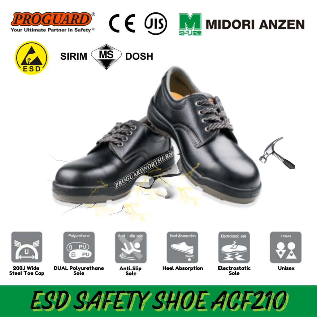 Midori NO 1 ESD Electrostatic Safety Shoe with Wide Steel Toe Cap ...