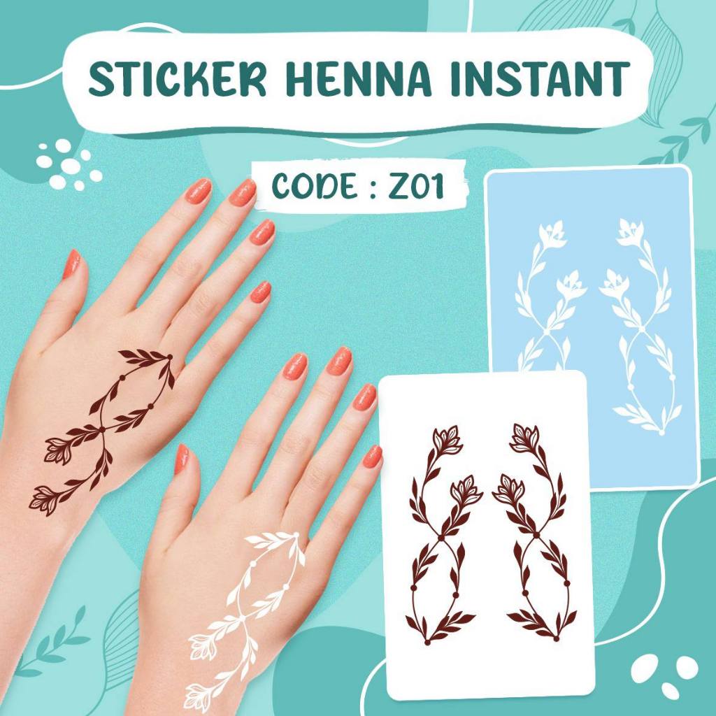 Instant Henna Sticker Pair of Hands Minimalist Pattern Waterproof Paste ...