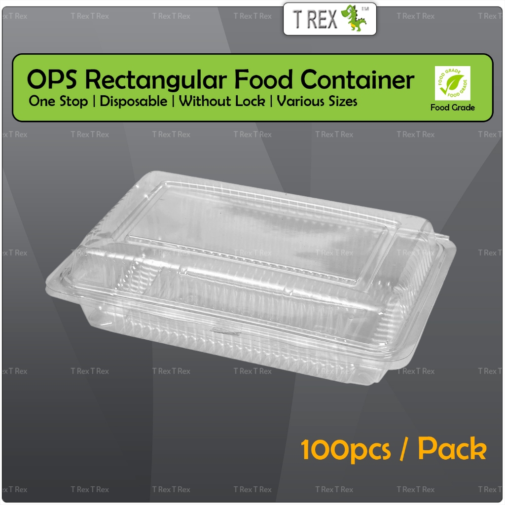 One Stop Disposable Clear OPS Plastic Rectangular Bakery Food Container ...
