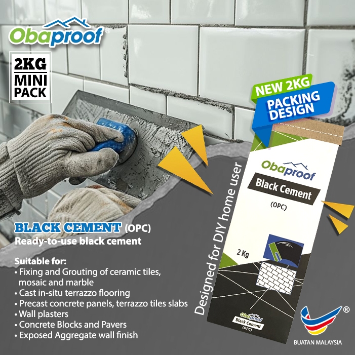 OBAPROOF BLACK CEMENT OPC 1KG READY-TO-USE CEMENT FOR TILE GROUTING ...