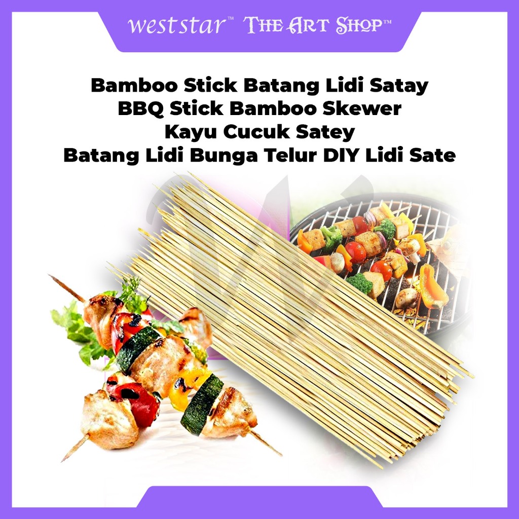 [WESTSTAR] Bamboo Stick Batang Lidi Satay BBQ Stick Bamboo Skewer Kayu ...