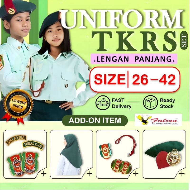 FALCON UNIFORMS TKRS TUNAS KADET REMAJA SEKOLAH 少年军LENGAN PANJANG FULL ...