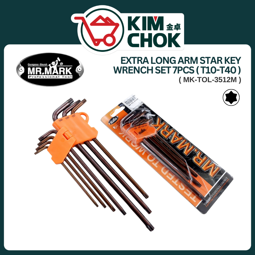 MR.MARK 7pcs Extra Long ARM Star Key Wrench SET T10-T40 ( MK-TOL-3512M ...