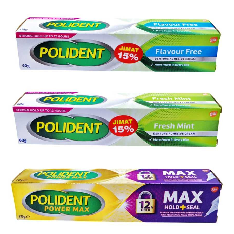 POLIDENT Fresh Mint Denture Adhesive Cream 60g | Shopee Singapore
