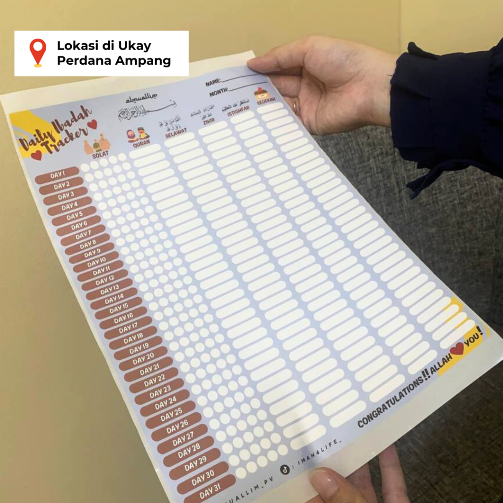 Waterproof Children's Daily Solat Zikir Tracker Checklist Sticker Size ...