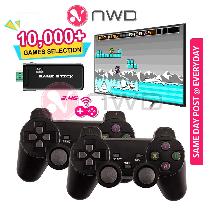 BUILT IN 10000 GAMES 》4K HDMI Portable TV Video Game Stick Console Dual ...