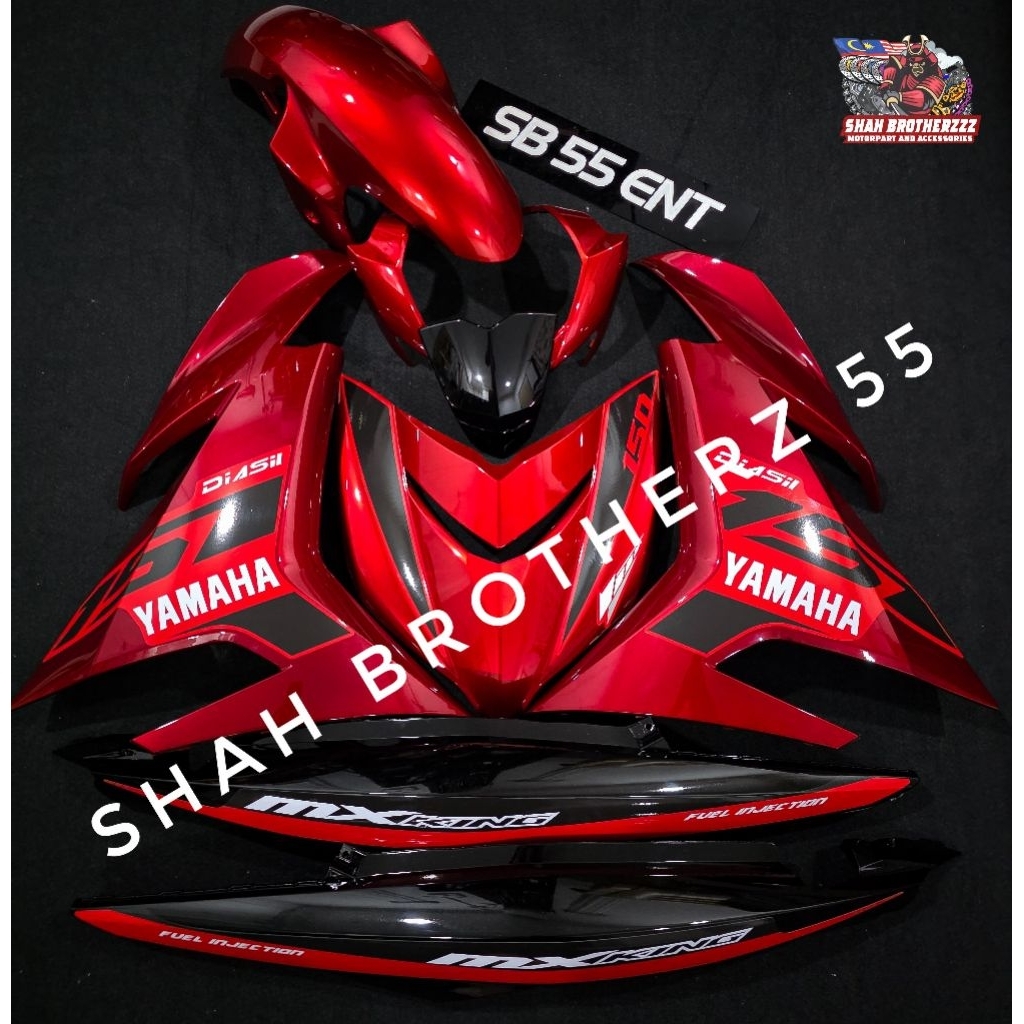COVERSET Y15 V1 DAN V2 MX KING HITAM/HITAM MERAH METALLIC CUSTOM ...