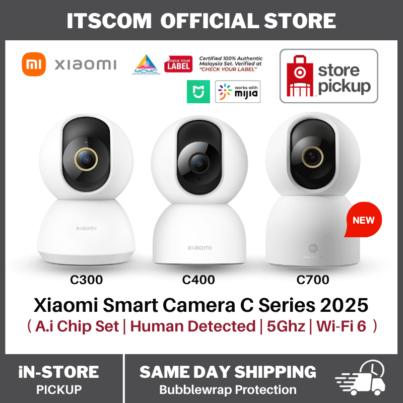Xiaomi Smart CCTV Camera C200 / C300 / C400 / C700 HD Resolution Night Vision AI Human Detection ...