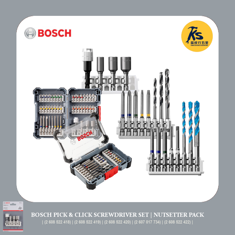 BOSCH Pick & Click Screwdriver Bit Set | Nutsetter Pack ( 2 608 522 418 ...