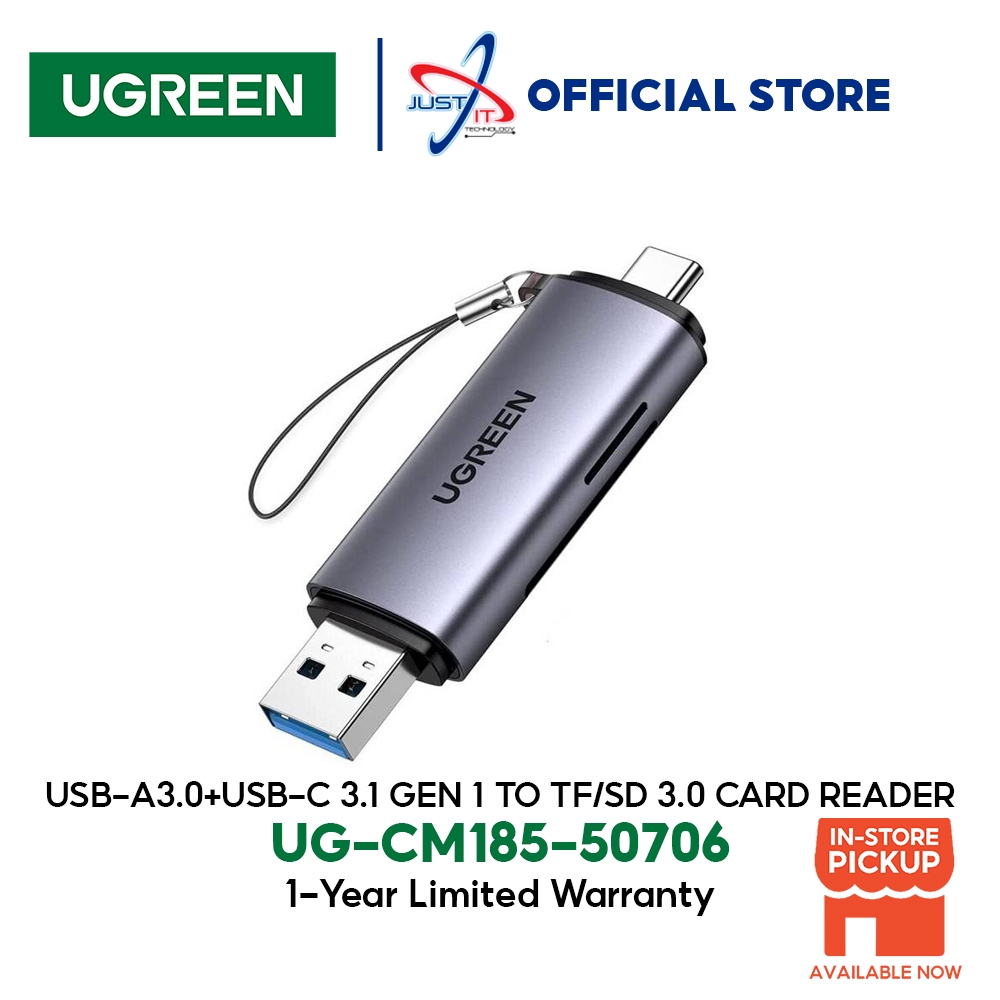 UGREEN USB-A 3.0 + USB-C 3.1 Gen 1 To TF/SD 3.0 Card Reader UG-CM185-50706 | Shopee Singapore