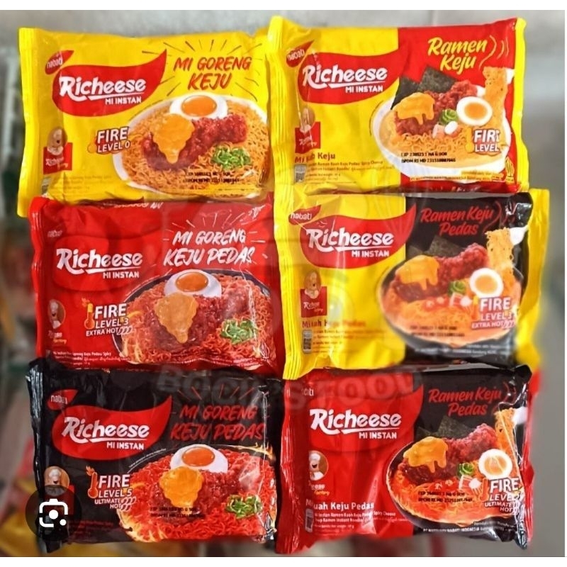 Nabati Richeese Instant Noodle Ramen Keju Fire Hot Spicy Level 0-3 ...