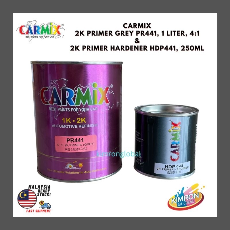 Carmix 2K Primer Grey PR441, 1 Liter 4:1 and 2K Primer Hardener HDP441 ...
