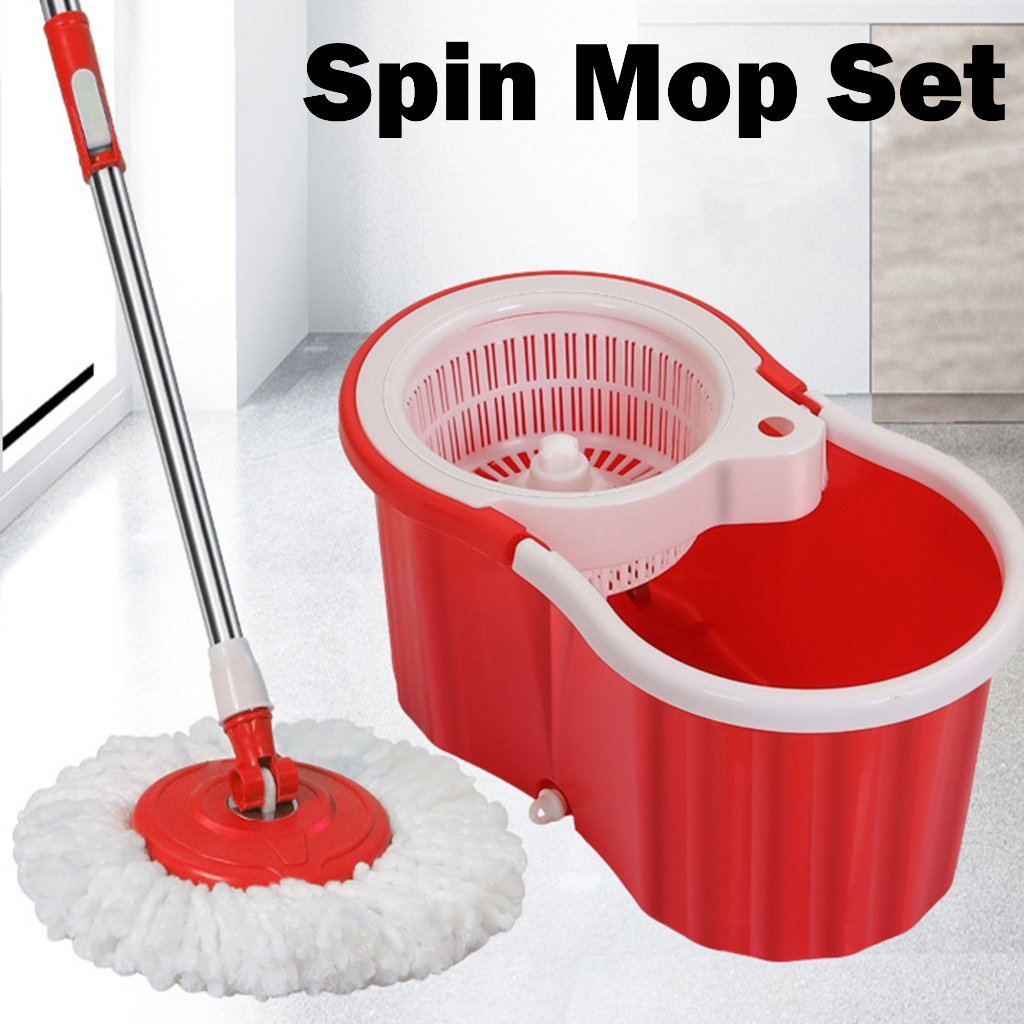 Spin Mop Set With Plastic Bucket Stainless Steel Bucket Rotating Spin ...