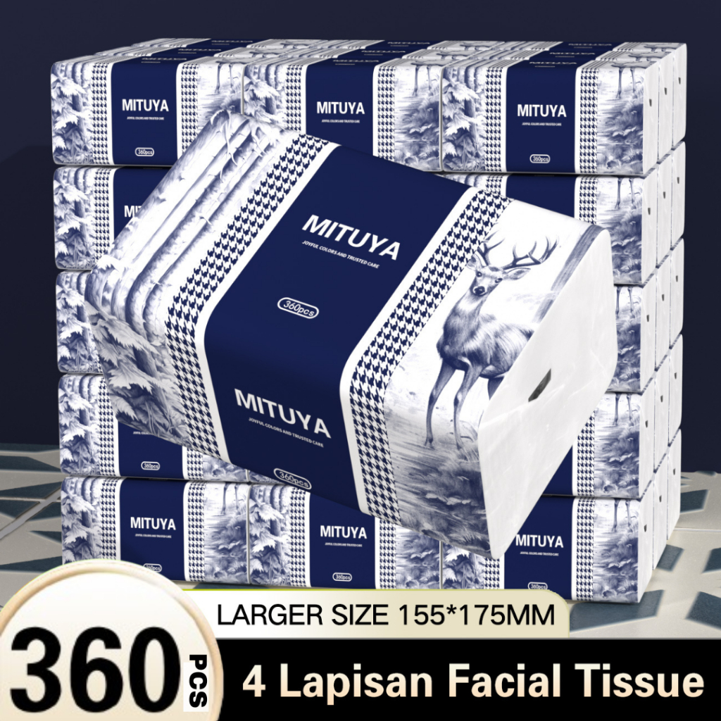 (360Pcs Big Size) 1pack Blue Deer Series Tissue Facial Soft (90 pulls x ...