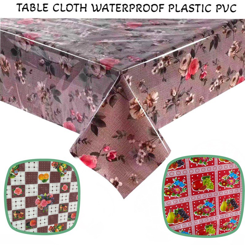 Table Cloth Waterproof Alas Meja Plastic PVC Table Cover Oil-proof Dust ...