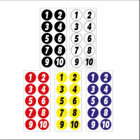 Number Sticker (4.5cm Dia) Running Numbering System /Pelekat Nombor ...