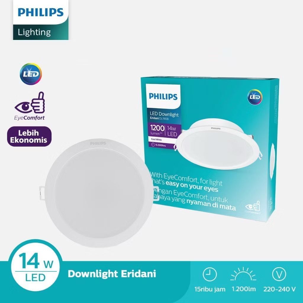 PHILIPS 14W 6" Eridani LED Downlight 6500K 4000K/ Lampu Downlight LED ...