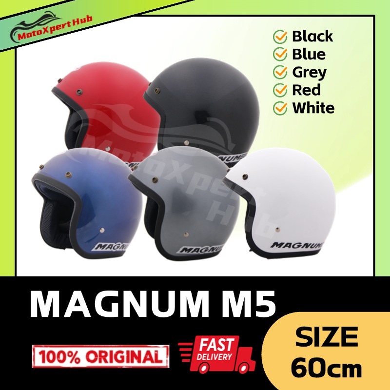 Magnum M5 Motorcycle 60cm Helmet Topi Keledar Motor 3 pin button open ...