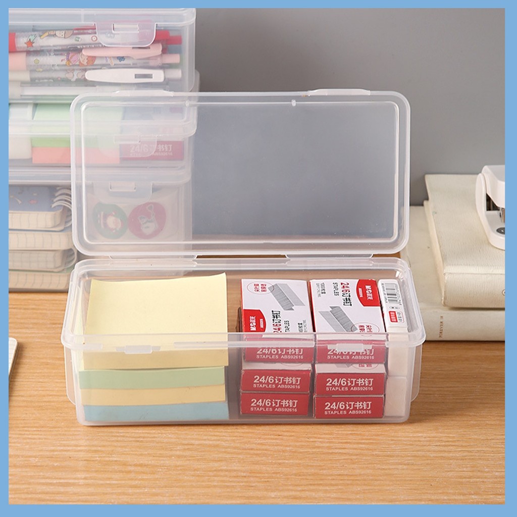 Minimalist Transparent Stationery Storage Box 极简风轻巧透明文具收纳盒 | Shopee ...